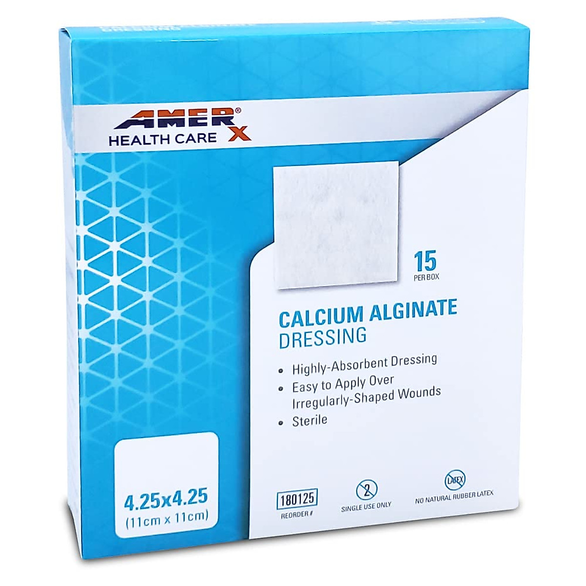 AMERX - Calcium Alginate - Wound Dressing Pads - Non Adhesive Pads - Absorbs up to 20x its Weight in Fluid for Pressure and Diabetic Ulcers
