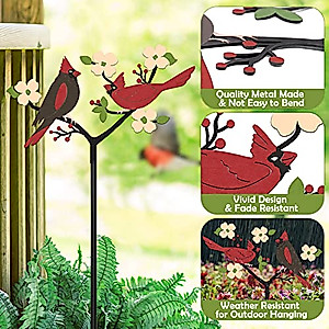 Tuitessine Cardinal Decor Spring Red Cardinals Yard Sign Stake Metal Bird Decorative Garden Stakes, Lawn Outdoor Decorations for Front Backyard, Spring Birthday Gift for Mom Women Friends Family