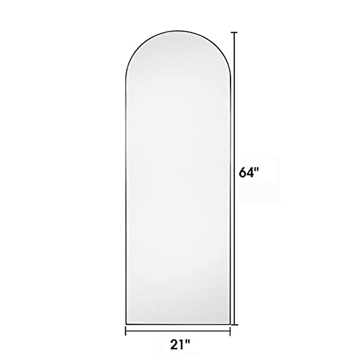AyeWish Full Length Mirror, Floor Mirror with Stand, Arched Mirror, Standing Mirror, Tall Mirror, Wall Mounted, FreeStanding, Large Mirror, 64"×21", Aluminum Frame -Black