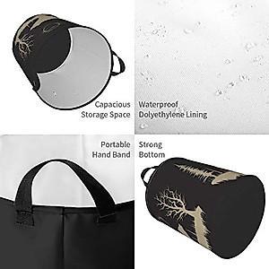 KiuLoam Vintage Bear Animal Laundry Baskets, Bedroom Hamper Collapsible Waterproof Oxford Fabric with Handle Foldable Cloth Washing Bin Tote Bag (16.5 Inches)