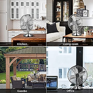 Simple Deluxe 12 Inch Stand Fan, Horizontal Ocillation 75°, 3 Settings Speeds, Low Noise, Quality Made Durable Fan, High Velocity, Heavy Duty Metal For Industrial, Commercial, Residential, Silver