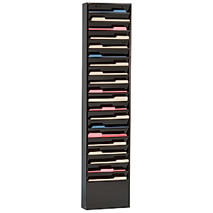 Durham 411-08 Black Cold Rolled Steel Special Purpose Literature Storage Rack, 13-1/4" Width x 58" Height x 4-1/8" Depth, 20 Large Pocket
