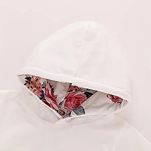 CETEPY Baby Girl Clothes Outfits Newborn Infant Long Sleeve Hoodie + Pants + Headbands White Flower 6-12 Months/80cm