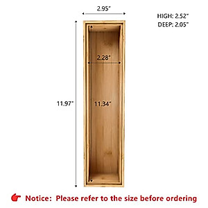 Drawer Organizer Bamboo Storage Box - Kitchen Bathroom Desk Wood Stackable Tray 12x3x2.5inch