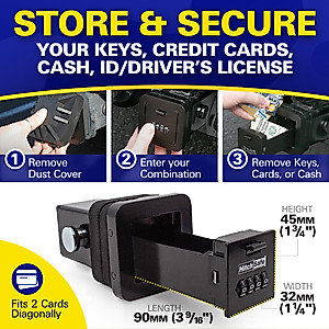 HitchSafe HS7000 Key Vault, Black | Hidden Storage Lock Box For Car Trailer Hitch | Includes Hitch Cover, Drawer with Lock, & Hitch Bolts | Outdoor, Hiking, Surfing Accessories & Truck Accessories