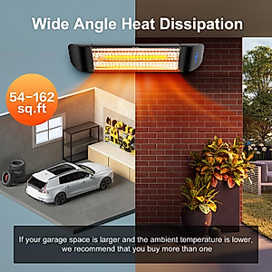 Pasapair Electric Patio Heater with APP Control - 1500W Outdoor Heater Fast Heating with 4 Power Setting - Wall Mounted Infrared Heater Quiet and Odorless - IP65 Waterproof and 24H Timer