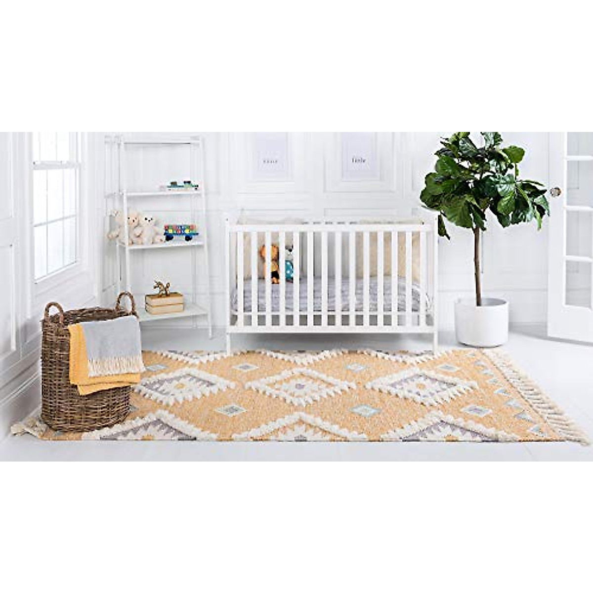 Unique Loom Mesa Collection Geometric, Natural Fibers, Southwestern, Bohemian Area Rug (2' 0 x 3' 0 Rectangular, Yellow/ Ivory)