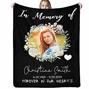 D-Story Custom in Loving Memory Blankets Personalized with Picture and Name Throws Blankets, Customized Family Memorial Gift,Sympathy Gift, Remembrance Gift