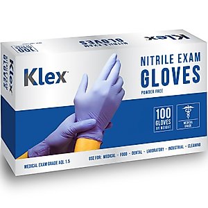 Klex Nitrile Exam Gloves - Medical Grade, Powder Free, Rubber Latex Free, Disposable Examination Grade Glove, Strong 3.5mil, Food Safe, Lavender L Large, Box of 100