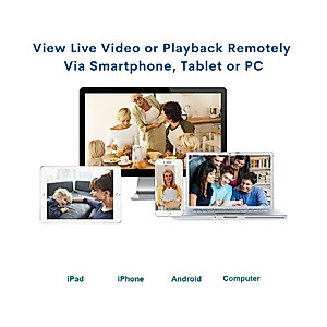 Evertech H.265 8 Channel Hybrid DVR Security Recorder with 2TB Hard Drive, Compatible with 720P, 1080P AHD/TVI/CVI/Analog Cameras