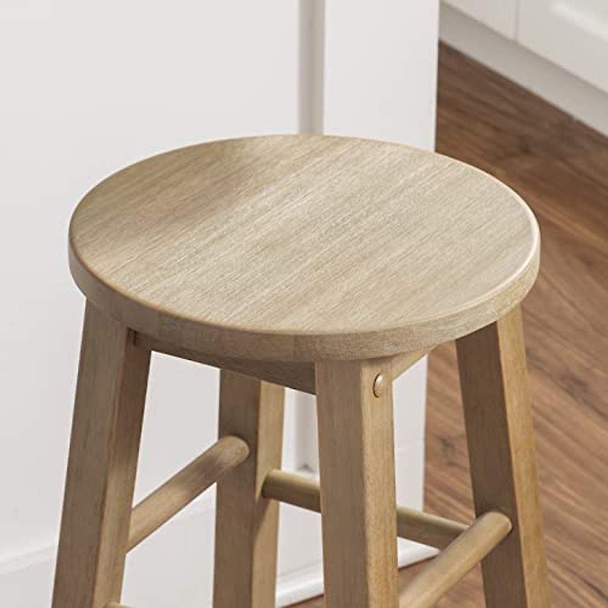Linon Zeke Grey Wash 24" Counter Stool with Round Seat