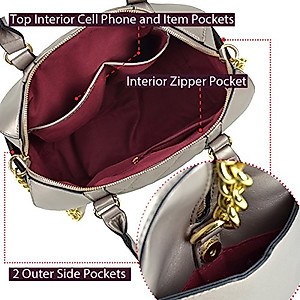 Dasein Women Soft Vegan Leather Barrel Bags Large Top Handle Totes Satchel Handbags Shoulder Purse W/Wallet Coffee