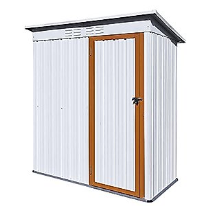 Gagihoom Outdoor Garden Storage Shed,5.1 x 2.6 FT Metal Shed Storage House with Doors Lock for Patio Yard(Base not Included) White
