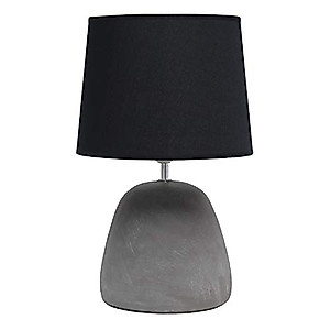 Simple Designs LT2058-BLK Round Concrete Table Lamp, Black 10.25"L x 10.25"W x 16.5"H