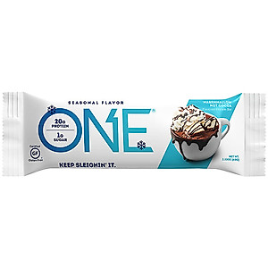 ONE Protein Bars, Marshmallow Hot Cocoa, Gluten Free Protein Bars with 20g Protein and only 1g Sugar, Guilt-Free Snacking for High Protein Diets, 2.12 oz (12 Count)