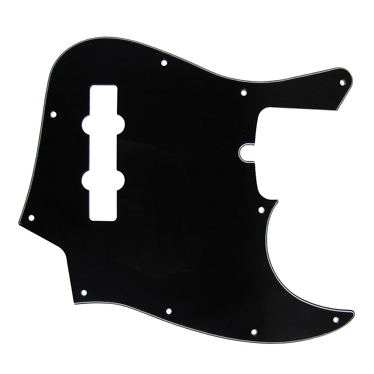 IKN Jazz Bass Pickguard 10 Hole Guitar Pickguard for 4 Strings USA/Mexican Standard Jazz Bass Modern Style, 3Ply Black