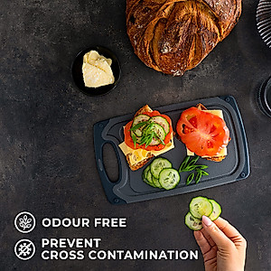 Exitoso Small Cutting Board Set of 6 - BPA Free Cutting Boards for Kitchen Dishwasher Safe - Non Slip Plastic Cutting Board with Juice Groove - Small Plastic Cutting Boards For Kitchen Essentials