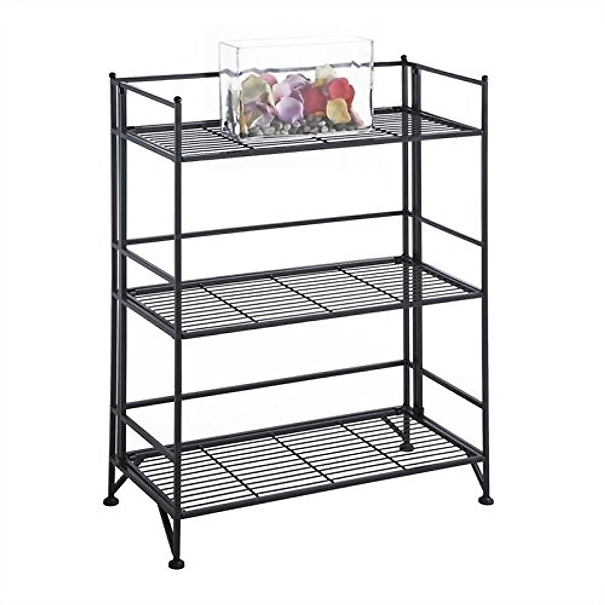 Pemberly Row 3 Tier Wide Folding Shelf in Black