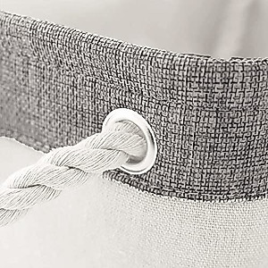 Basket for Organizing Cube Stgorage Bin - Small 6 Pack Fabric Storage Cubes Collapsible Baskets for Shelves with Rope, Bins for Organization Closet Cloth Toy Laundry Canvas (Grey&White 12x8x5.2 inch)