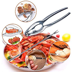 Crab Cracker Tool 8Pcs Stainless Steel Seafood Crackers Forks Nut Cracker Set Lobster Crackers Crab Leg Picks and Forks Seafood Tools Set (Style Two)