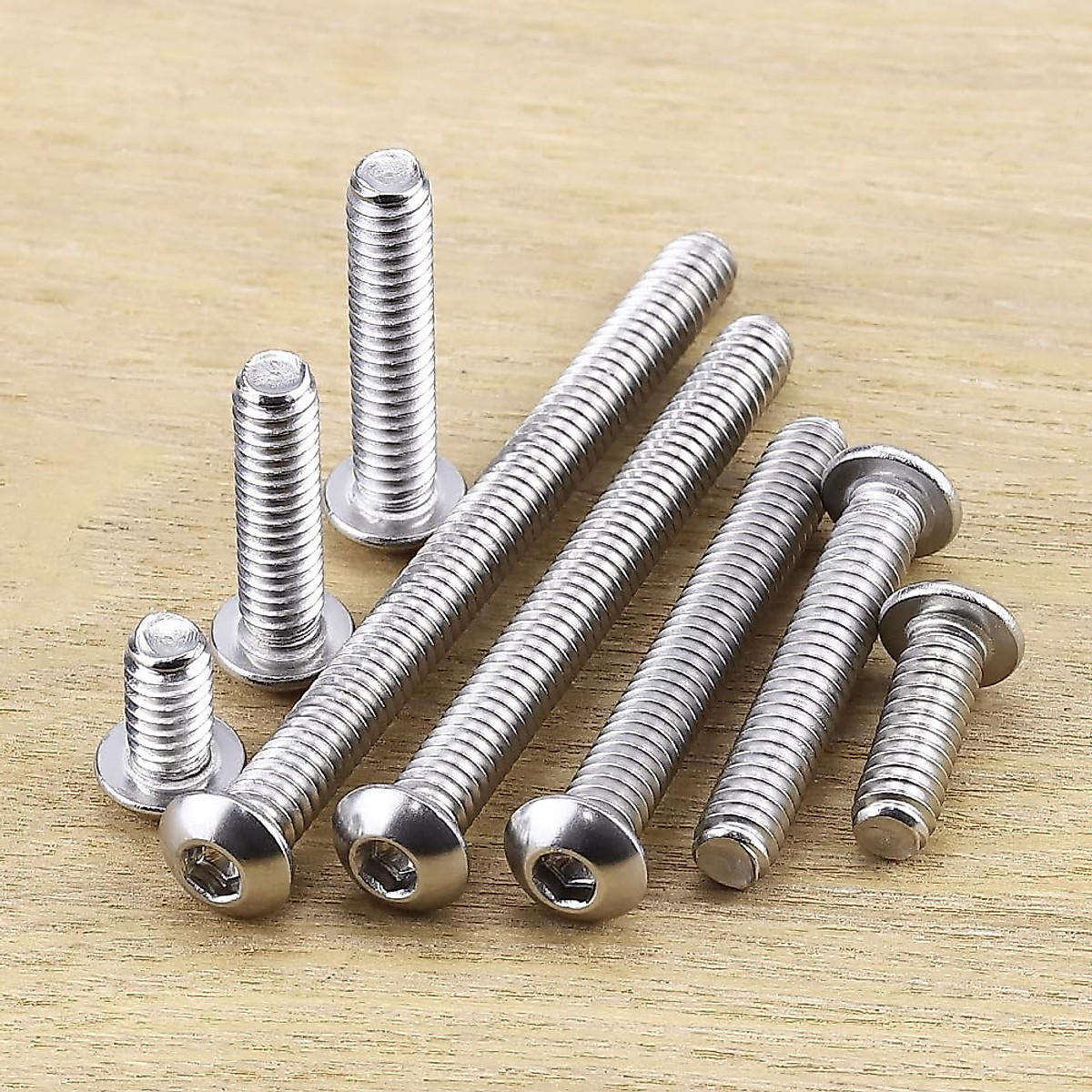 1/4-20 x 2-1/2" Button Head Socket Cap Bolts Screws, 304 Stainless Steel 18-8, Allen Hex Drive, Bright Finish, Fully Machine Thread, Pack of 20