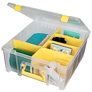 ArtBin Super Satchel Compartment Box - Stackable Durable Art Storage with 8 Removable Compartments, Smart Closure, and Portable Design for Craft Supplies, Threads, Ribbons, Paint Tubes