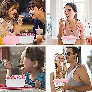 YARNOW 2pcs Ice Cream Storage Containers with Lids Homemade Ice Cream Tubs Oval Freezer Containers Storage Freezer Container Cake Boxes for Home Kitchen Pink