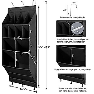 Yteseery 2 Pack Door Shoe Rack with Large Deep Pockets, Hanging Shoe Organizer for Narrow Door, Over The Door Shoe Organizer for Dorm, Door,Closet Door RV, Black