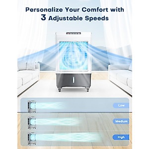 BALKO Evaporative Air Cooler, 2100CFM Windowless Air Conditioner w/7H Timer & Remote, 7H Timer & Remote, Portable for Room Garage Patio Black