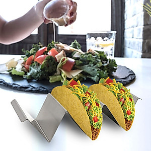California Home Goods Taco Holders Stainless Steel Set of 4 - Taco Shell Holders - Taco Stainless Stand - Taco Baking Rack - Soft Taco Stand & Hard Taco Holder - Taco Shell Tray - Taco Tuesday Server