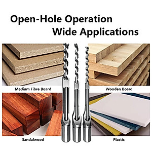 ATOPLEE Square Hole Drill Bits for Wood,3pcs HSS Woodworking Square Mortise Drill Bit,5/16 Inch 3/8 Inch 1/2 Inch (All of Sizes)
