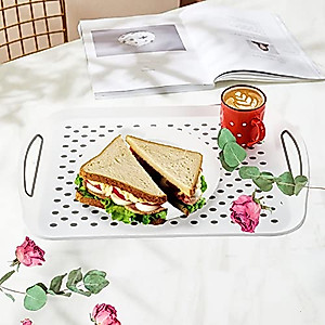 TOPZEA 2 Pack Non-Slip Food Serving Tray with Handle, Plastic Rectangular Restaurant Serving Tray Cafeteria Fast Food Breakfast Tray Coffee Table Tray for Eating on Bed, Couch, Car