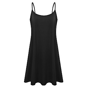 7th Element Plus Size Slip Dress for Women 2023 Spaghetti Strap Sun Tank Under Dresses Sleeveless Sundress(Black,4X)