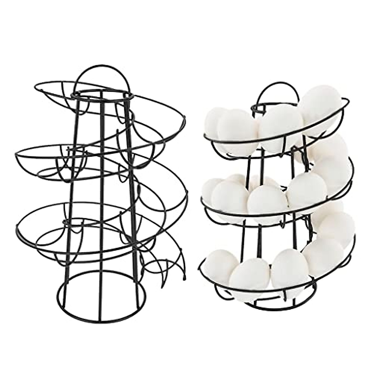 homozy Modern Spiral Egg Skelter Holder Wire Rack Up to 24 Eggs Free Standing - Black, 18x30.5cm