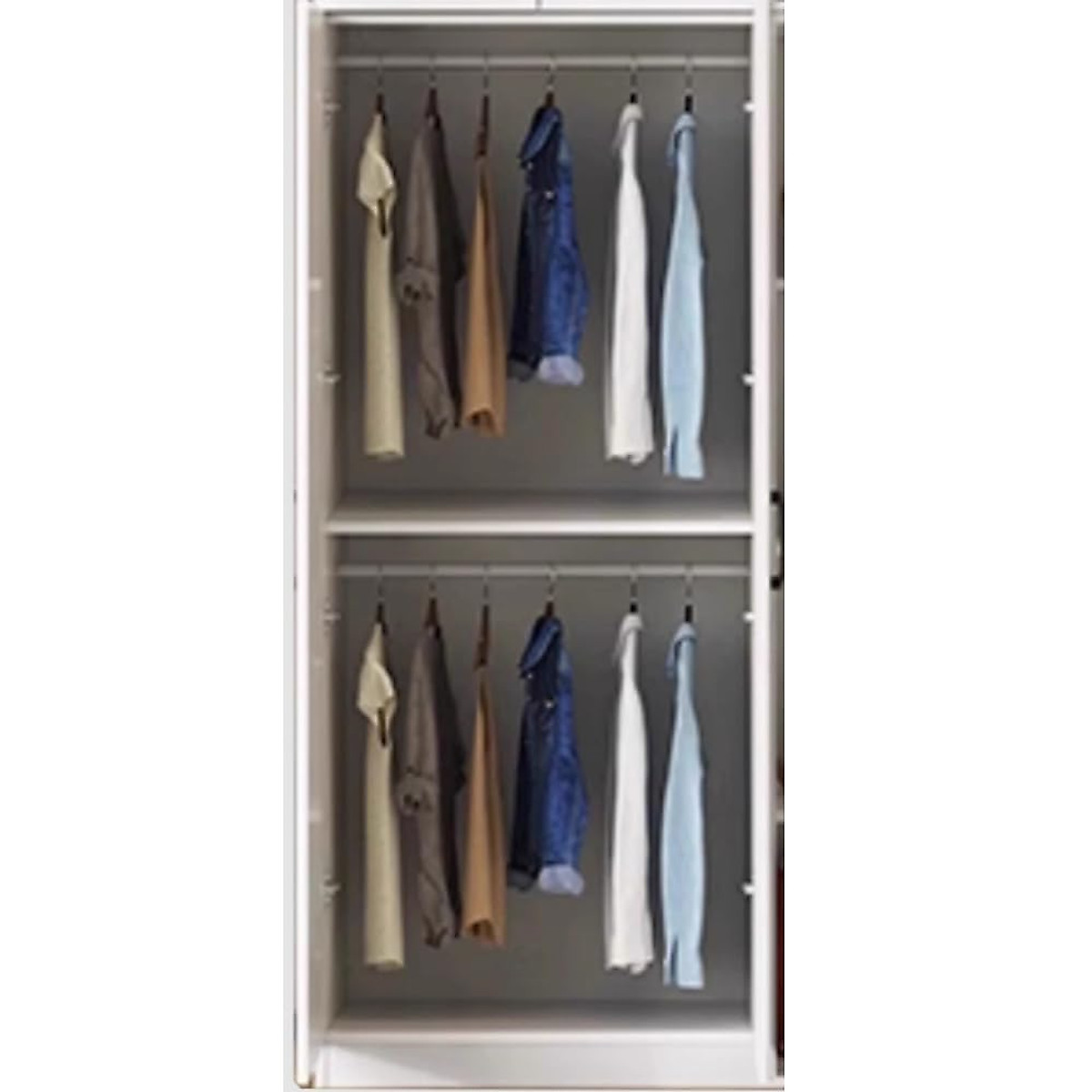 LITFAD Freestanding Functional Closet Contemporary Wood Large Capacity Storage Wardrobe with Shelves and Garment Rod Clothes Cabinet for Bedroom Hotel - White Armoire 31.5" L x 19.5" W x 71" H