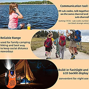 Retevis RT-602 Walkie Talkies Rechargeable,Toy with Lithium Batteries,Charger Station,22 CH,Flashlight,Kids Gifts for Boys Girls,Neighborhood,Camping(2 Pack,Orange)