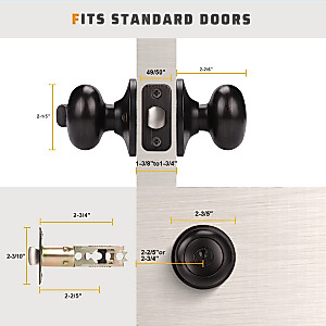 KNOBWELL 5 Pack Keyed Entry Door Knobs with Same Keys, Modern Door Knob Keyed Alike, Exterior Locking Door Knobs with Keys, Oil Rubbed Bronze