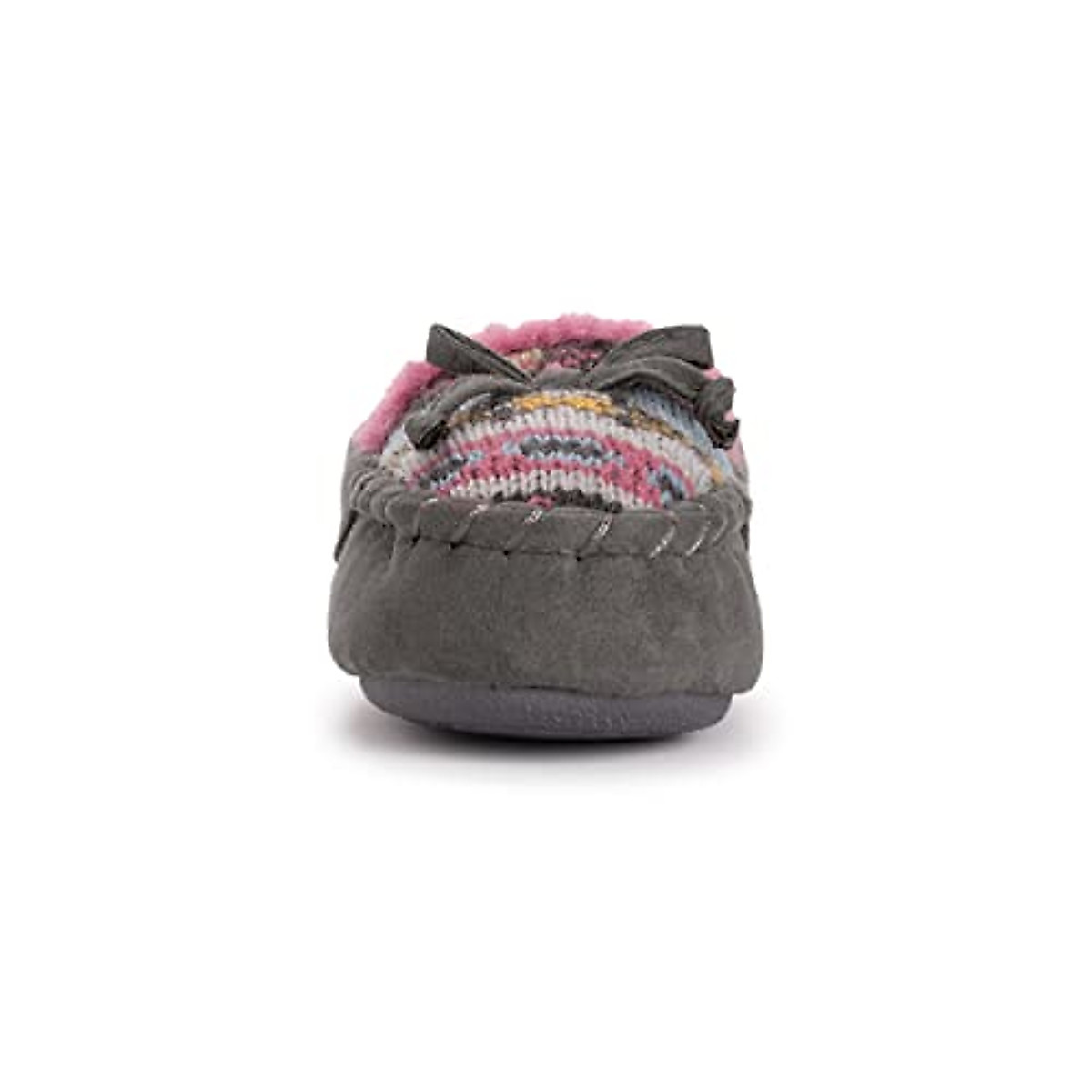 MUK LUKS Patterned Moccasins, Dark Grey Heather, X-Small Unisex Little_Kid