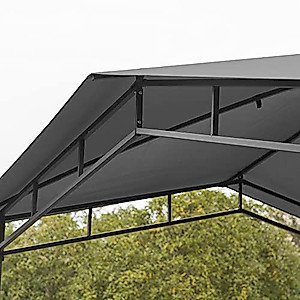 Outsunny 10' x 10' Soft Top Patio Gazebo Outdoor Canopy with Unique Geometric Design Roof, All-Weather Steel Frame, Gray