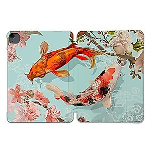 Cute Kawaii Japanese Fish Koi Pattern Case Compatible with All Generations iPad Air Pro Mini 5 6 11 inch 12.9 10.9 10.2 9.7 7.9 Plastic Fabric Cover Slim Smart Stand SN666 (8.3" Mini 6th gen)