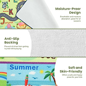 Terrug Kids Rugs for Playroom, Educational Classroom Rug for Kids Room, Washable Nursery Rug Carpet Non Slip Playroom Rug Play Mat for Learning ABC Rug, Numbers, Animal, Colors, Season, 4X6 Feet