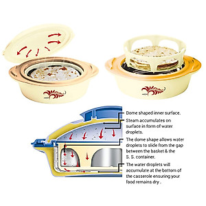 Milton Crisp Dlx Insulated Inner Steel Casserole, Set of 3, (430 ml, 1.05 Litres, 1.70 Litres) Brown