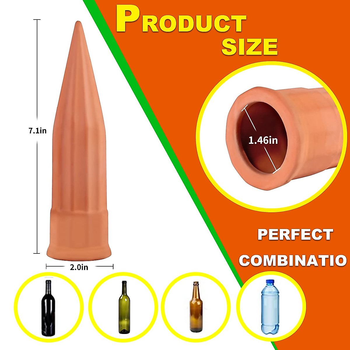 Plant Self-Watering Stakes-15 Pack Terracotta Automatic Plant Waterer Devices Auto-Water Irrigation System for Indoor/Outdoor Plants