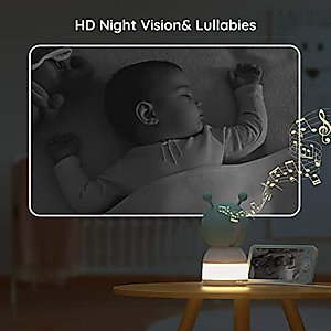 BOIFUN 5" Video Baby Monitor, 2K Baby Monitor With Night Light & Lullabies, Motion & Sound Detection, Auto Tracking & PTZ, Night Vision & Feeding Reminder, FHSS & App Control, With Wall Mount Base
