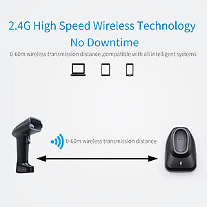Barcode Scanner Bluetooth USB Wired 2.4G Wire Less Connection Handheld 2D 1D QR Code Reader with Cradle