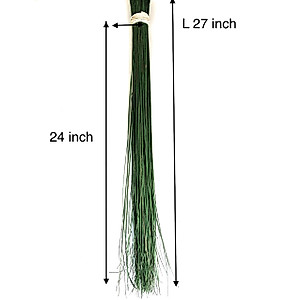 SN SKENNOVA - 1 Piece of 27-28-inch Colorful Asian Coconut leaf Broom Multi-Surface Sturdy Authentic Thai Natrual Broom (Green)