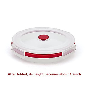 CARTINTS Reusable Collapsible Bowls for Camping, Silicone Food Grade Storage Containers, Silicone Lunch Containers for Microwave, Freeze or Store, Leakproof, Set of 4,Red