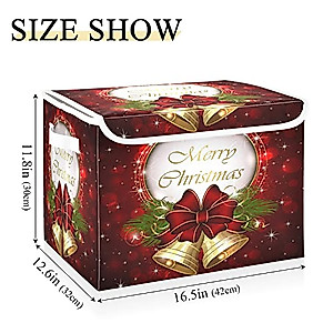 xigua Merry Christmas Storage Bins with Lids Foldable Large Cube Storage Boxes with Handles for Home Bedroom Closet Office (16.5x12.6x11.8 in)#46