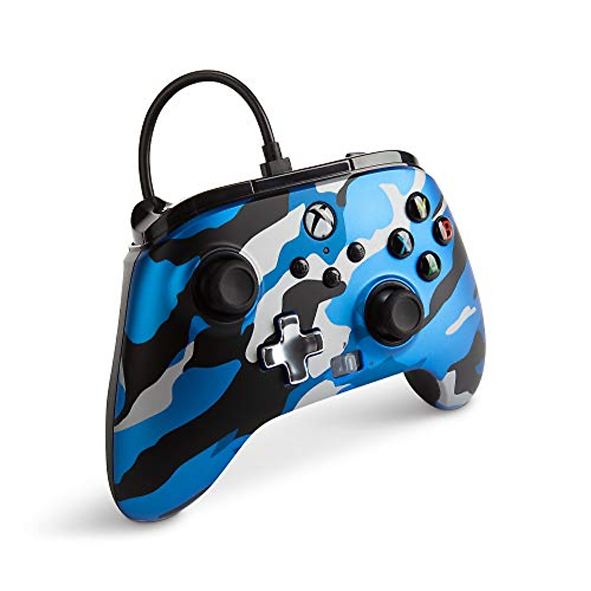 PowerA Enhanced Wired Controller for Xbox Series X|S - Metallic Blue Camo, gamepad, wired video game controller, gaming controller, Officially Licensed for Xbox