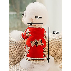 QWINEE Cartoon Bear Pattern Dog Sweater Dog Warm Coat Dog Clothes for Puppy Kitten Cat Small Medium Dogs Multicolor M